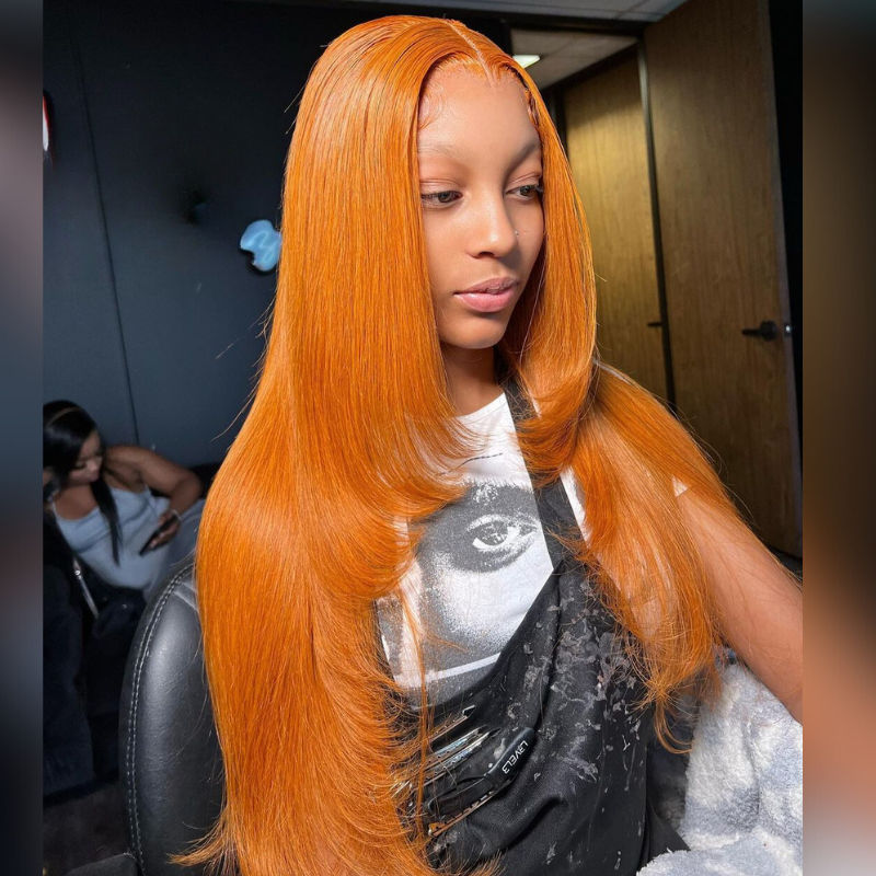 Ginger Layered Cut Wig 13x4 HD Lace Frontal Straight Human Hair Wigs ...